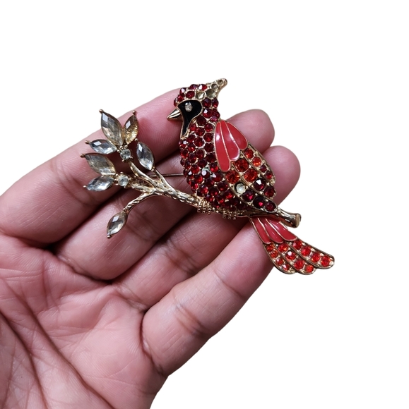 Anne Klein | Jewelry | Vintage Anne Klein Gold Toned Bling Red Cardinal ...